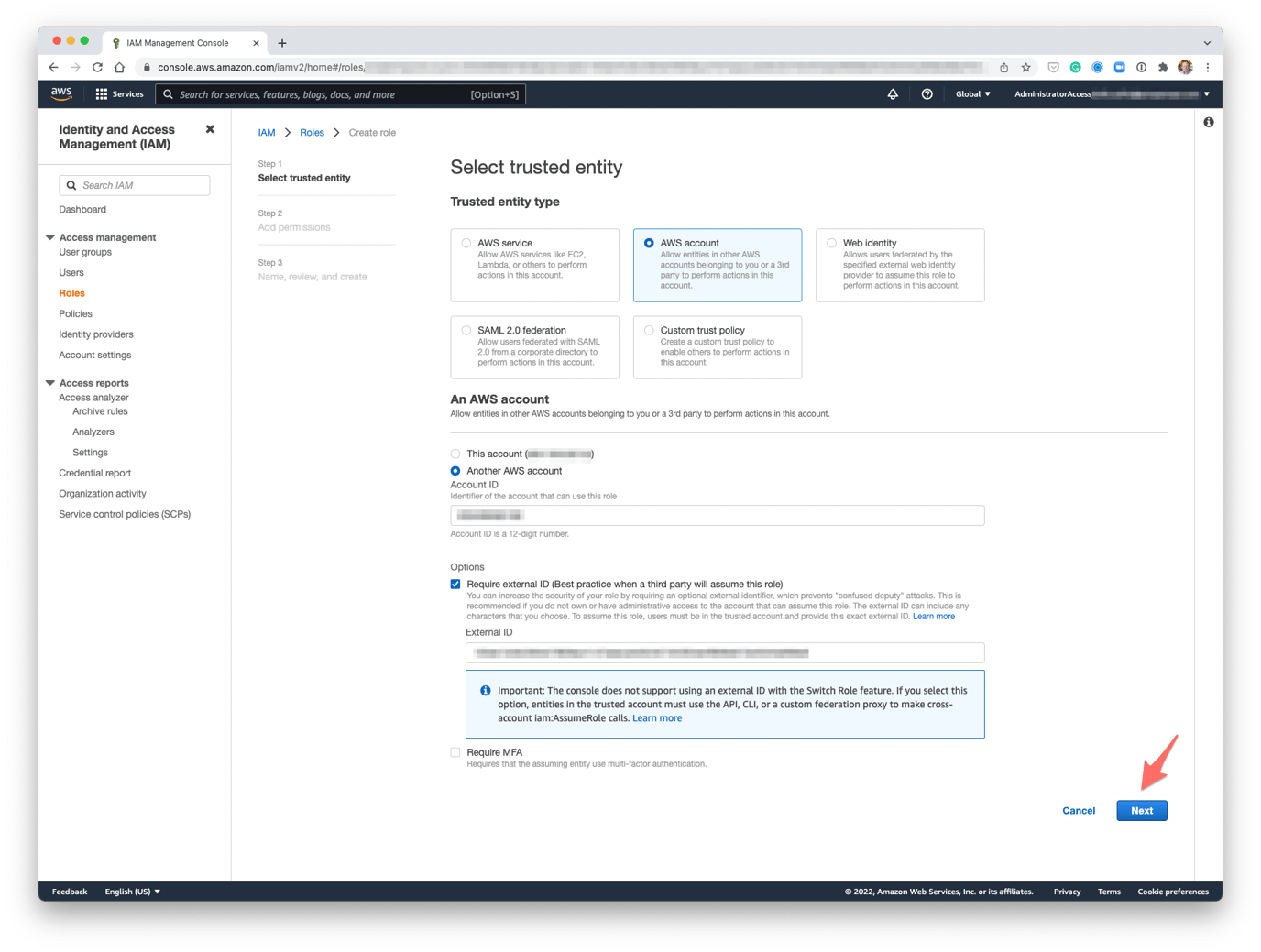 Using the AWS Console to configure ProsperOps access for a Savings Analysis